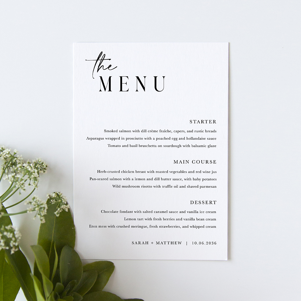 Calligraphy 3 Wedding Menu – Elegant & Timeless Design